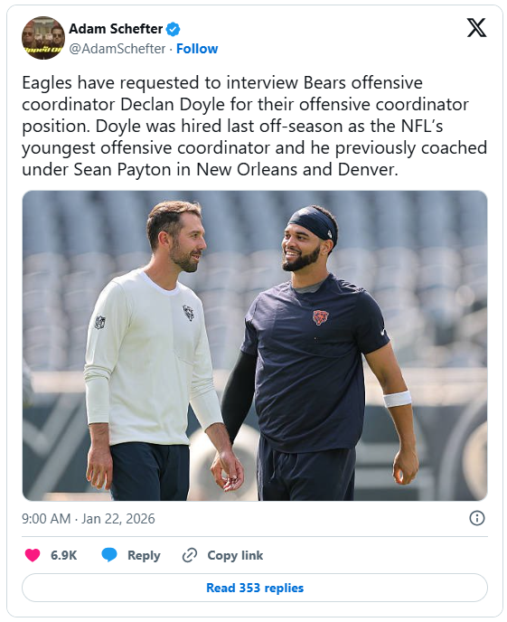 Report: Eagles interview Bears OC Declan Doyle for same position - The ...